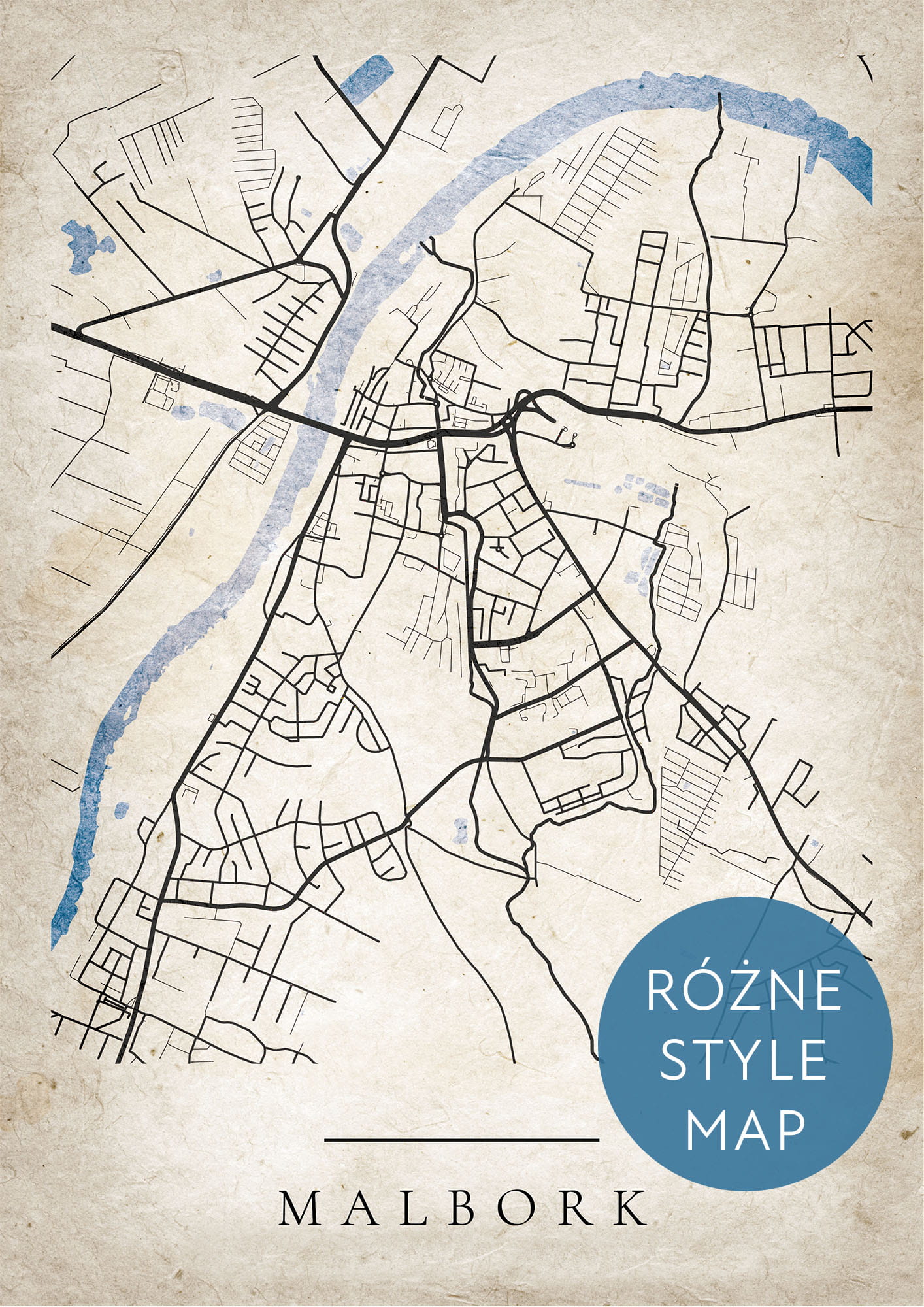 Plakat Mapa Miasta Malbork w 12 wariantach stylu Nietylkoplakaty.pl ...