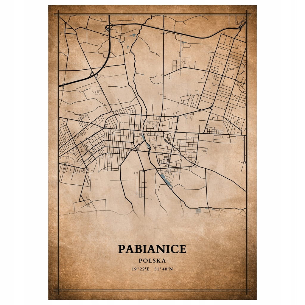 Plakat Mapa miasta vintage Pabianice Nietylkoplakaty.pl - oryginalne ...