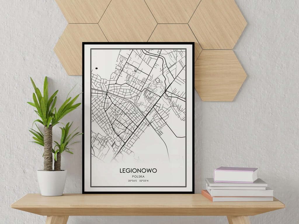 Mapa czarno biała plakat Legionowo Nietylkoplakaty.pl - oryginalne ...